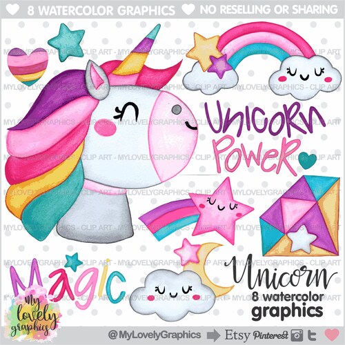 Unicorn Clipart Unicorn Graphics Fairy Tale Clipart - Etsy