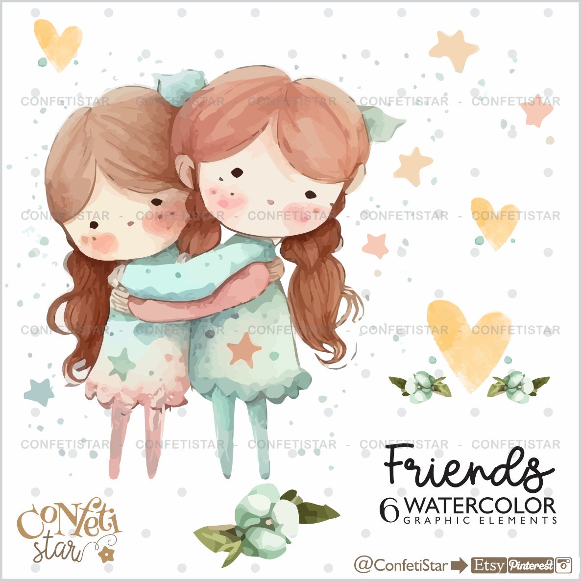 Two Sisters Hugging Animation