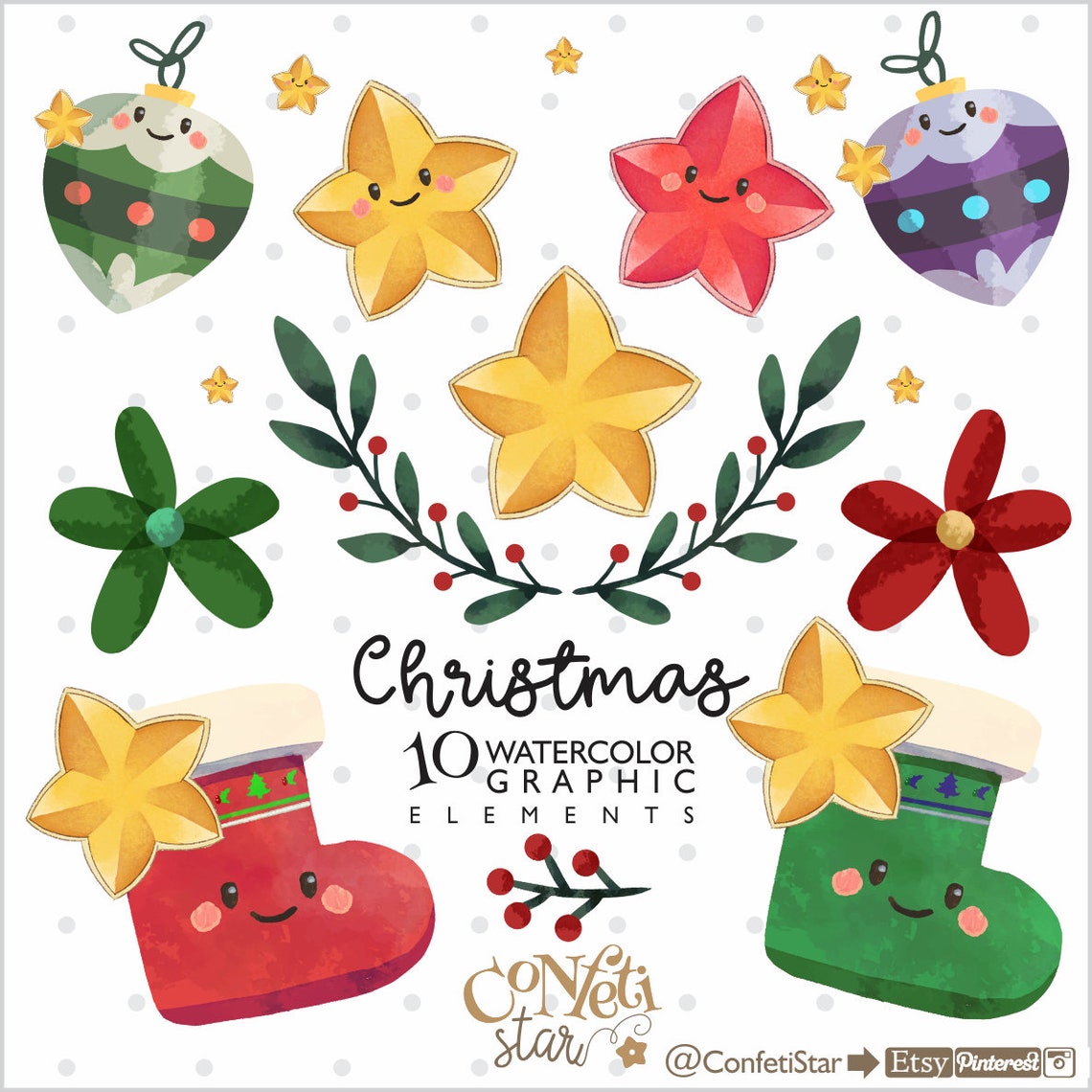 Christmas Clipart Christmas Graphics COMMERCIAL USE - Etsy
