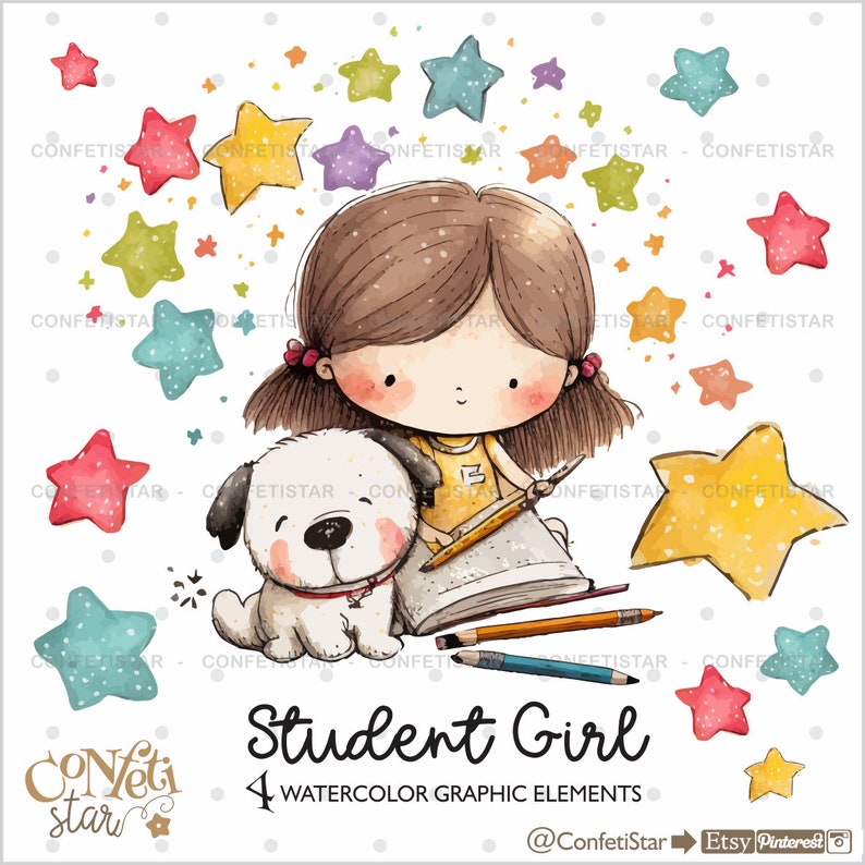 Student Girl Clipart Student PNG School Clipart Back to - Etsy
