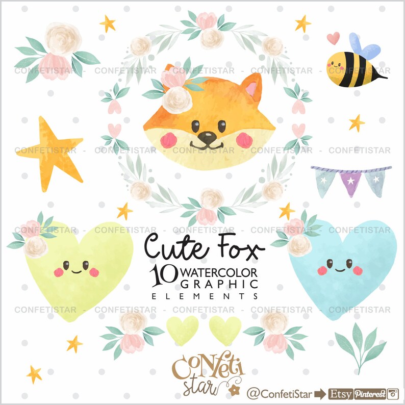 Fox Clipart Spring Clipart Spring Graphics COMMERCIAL USE - Etsy España