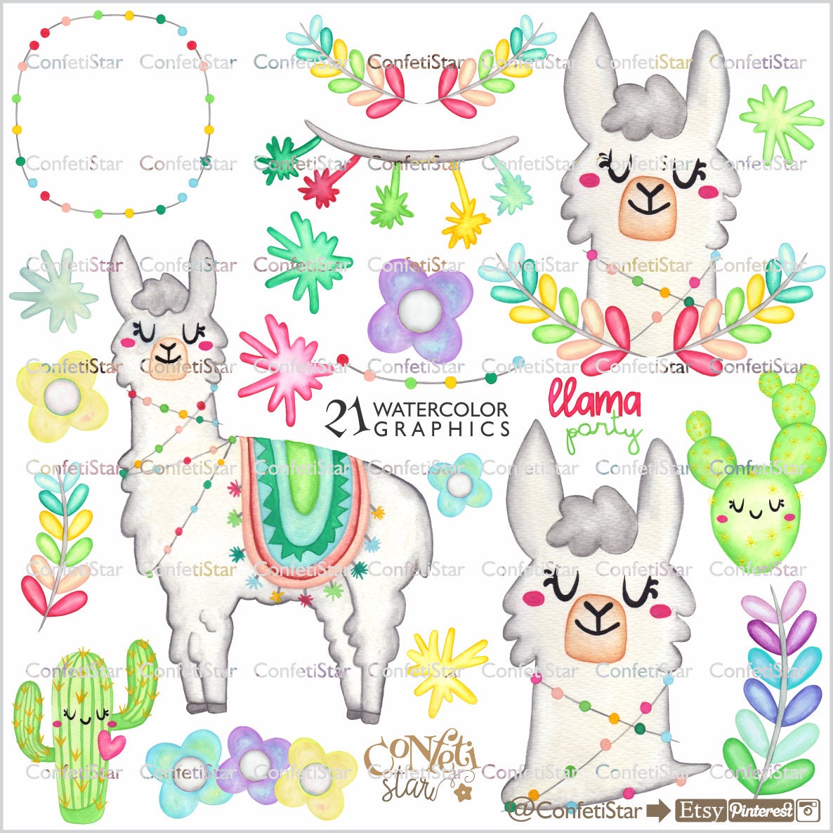 Alpaca Clipart Alpaca Graphics COMMERCIAL USE Clipart Llama - Etsy ...