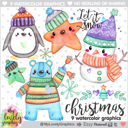Christmas Clipart Snowman Clipart COMMERCIAL USE Clipart - Etsy