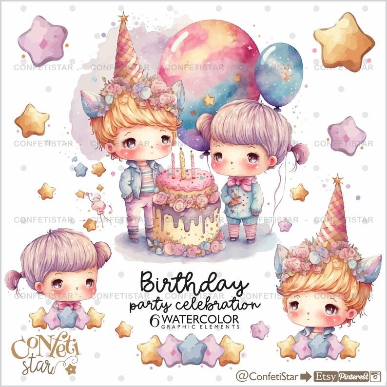 Birthday Clipart Watercolor Birthday Birthday Graphics - Etsy