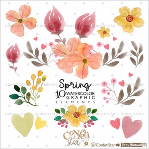 Spring Clipart, Floral Clipart, COMMERCIAL USE, Spring Flower Clipart ...