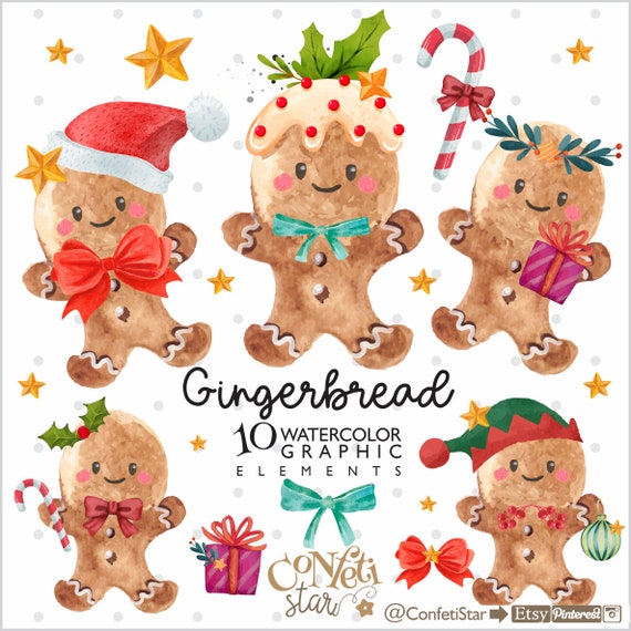 Christmas Clipart Gingerbread Clipart COMMERCIAL USE - Etsy