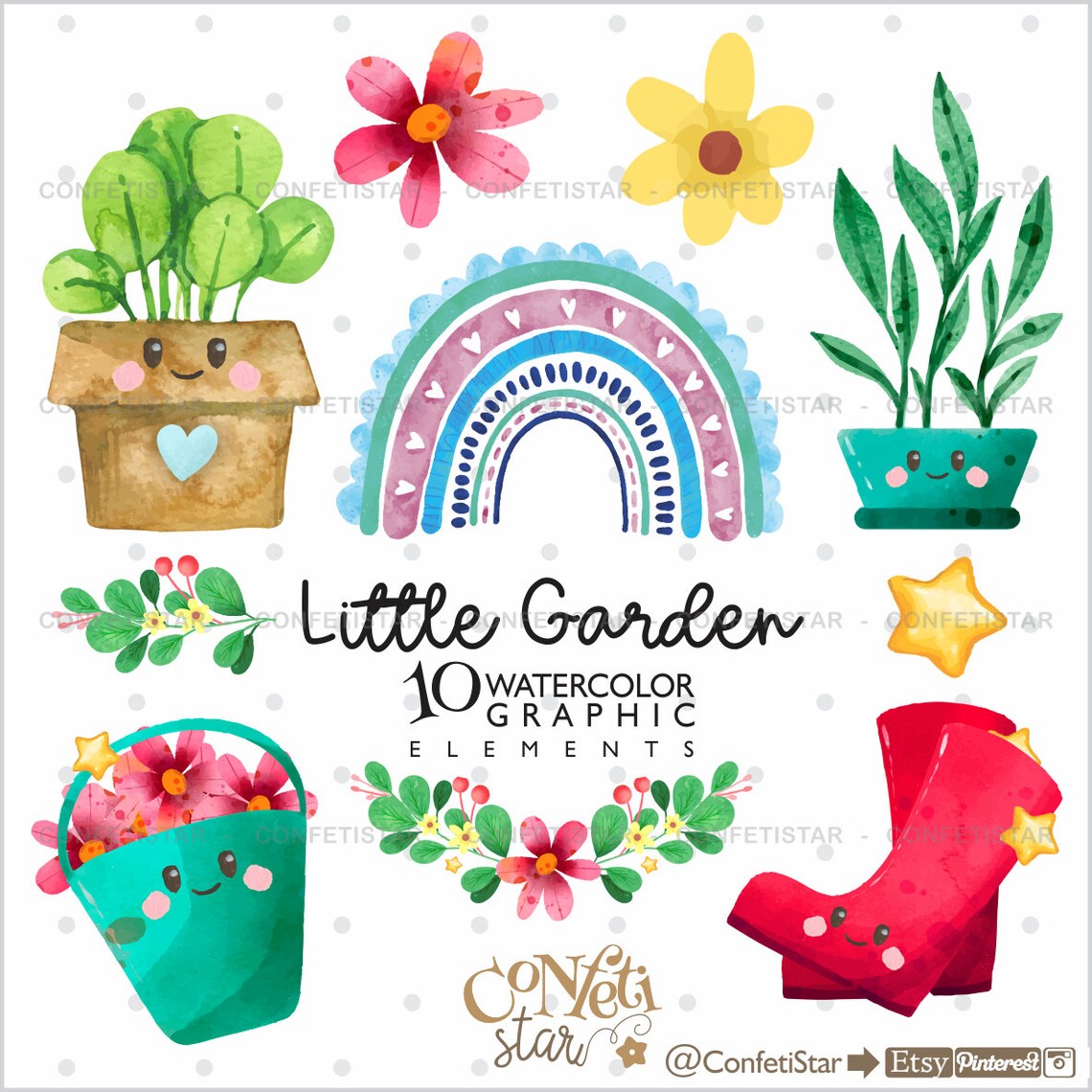 Garden Clipart Spring Graphics COMMERCIAL USE Spring - Etsy