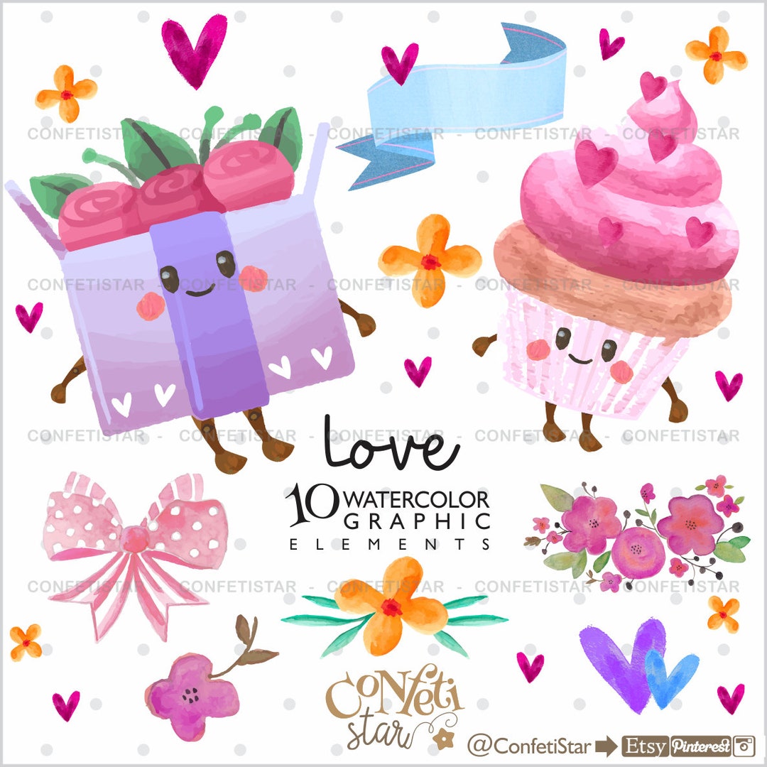 Love Clipart, Cupcake Clipart, COMMERCIAL USE, Love Graphics, Valentine ...