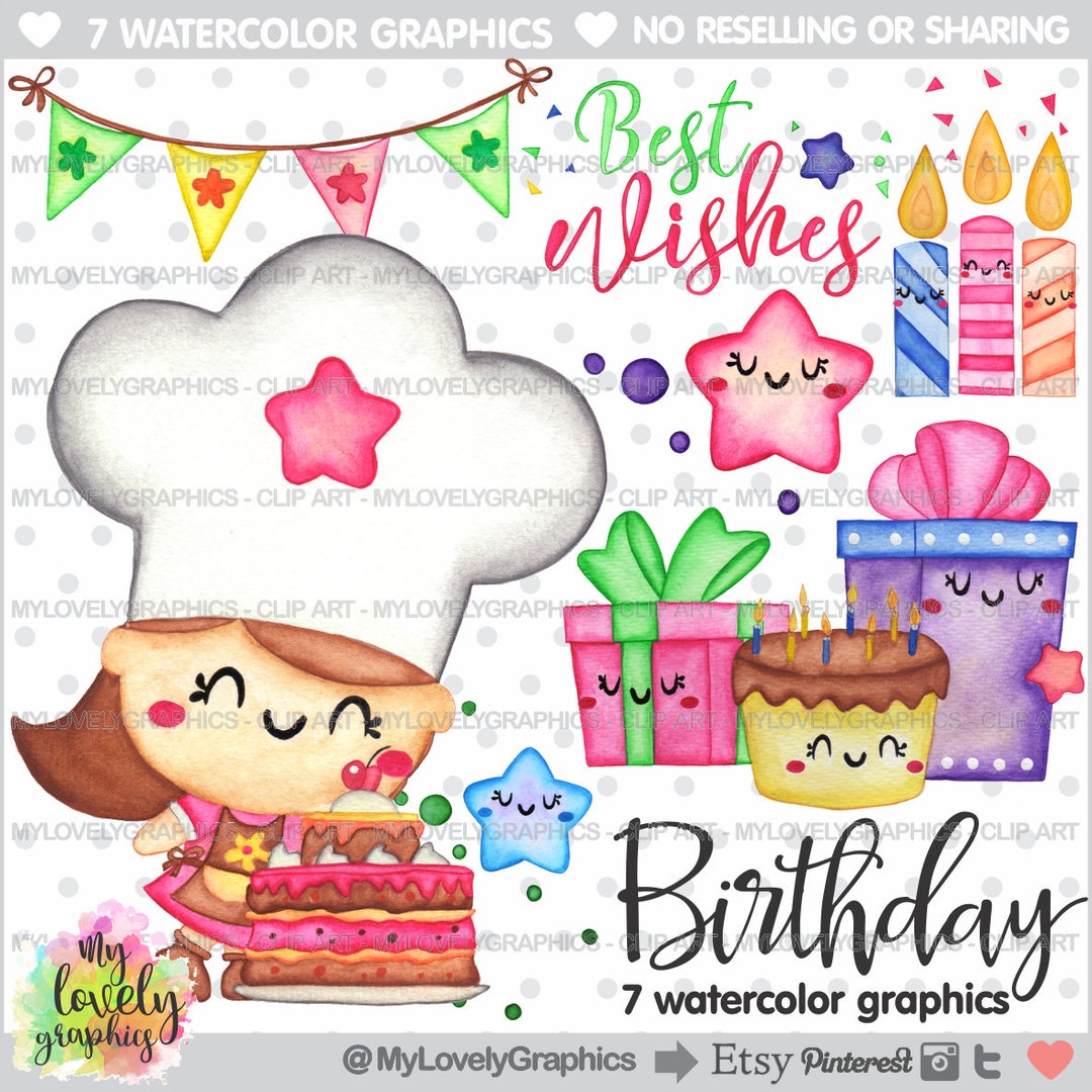 Birthday Clipart, Birthday Graphics, Bakery Clipart, COMMERCIAL USE ...
