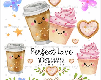 Watercolor Clipart Valentines Day Breakfast Breakfast Food Commercial ...