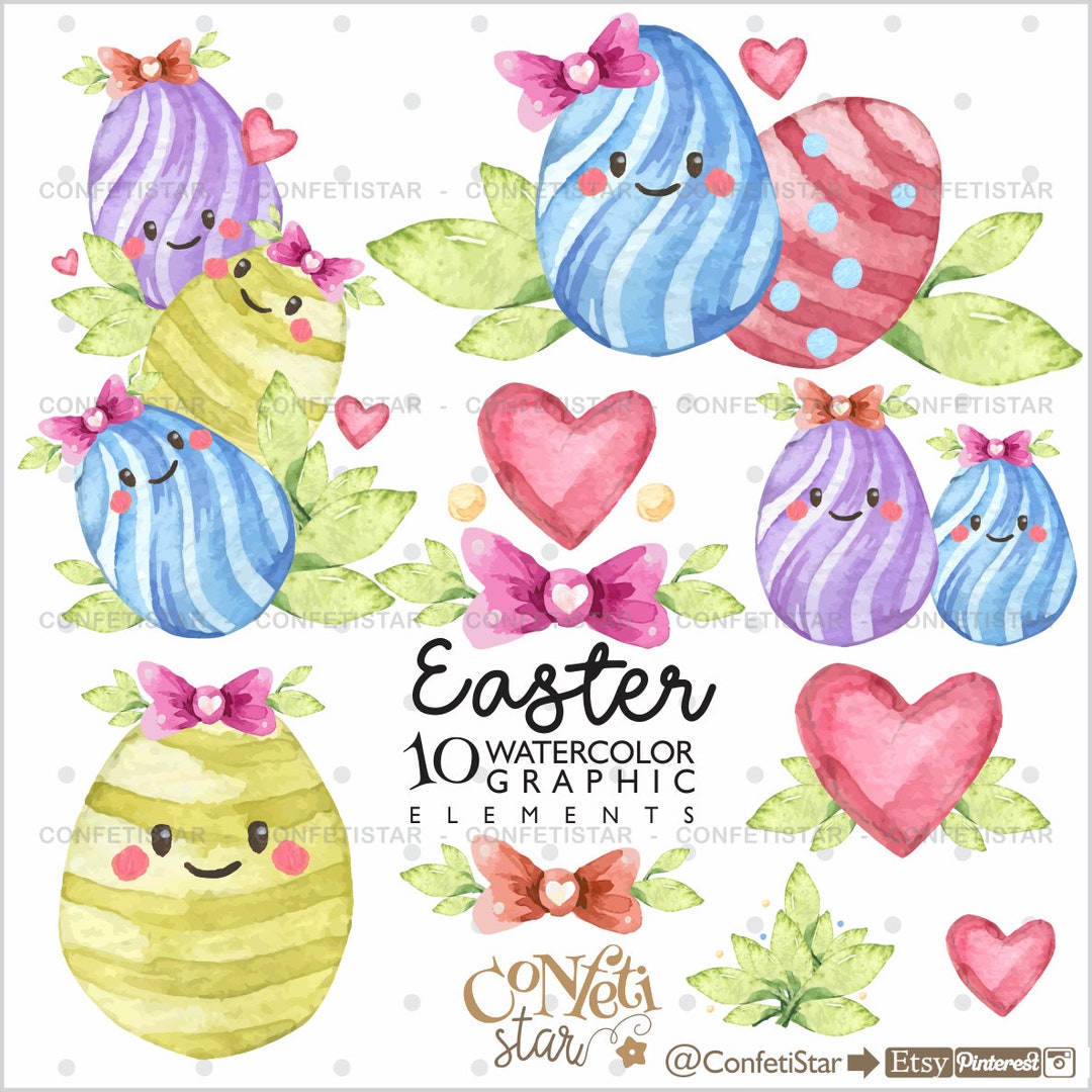 Easter Eggs Clipart, Easter Clipart, COMMERCIAL USE, Watercolor Clipart ...