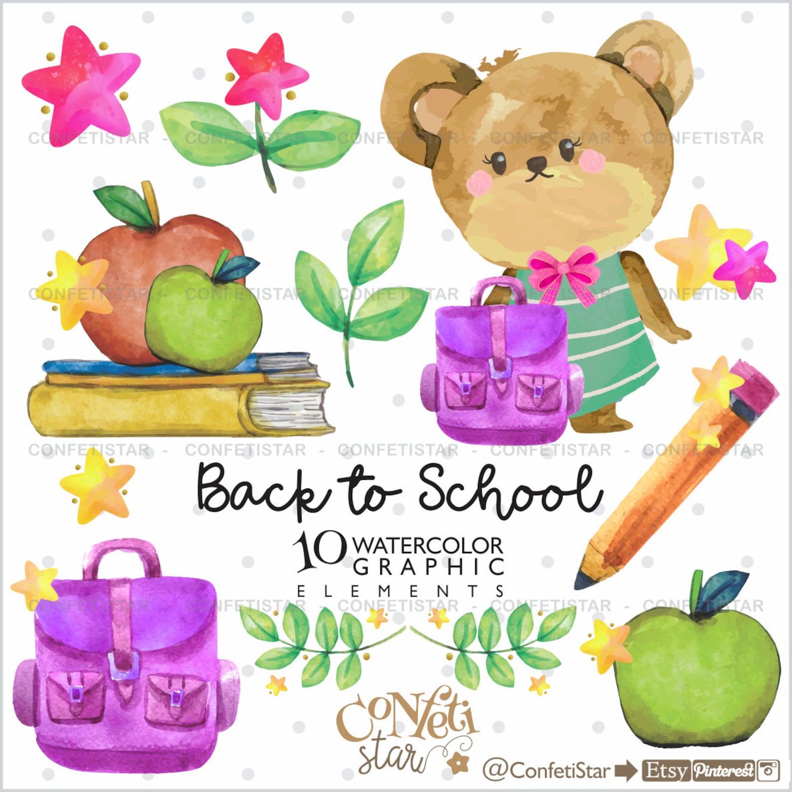 School Bear Clipart School Clipart COMMERCIAL USE Bear - Etsy