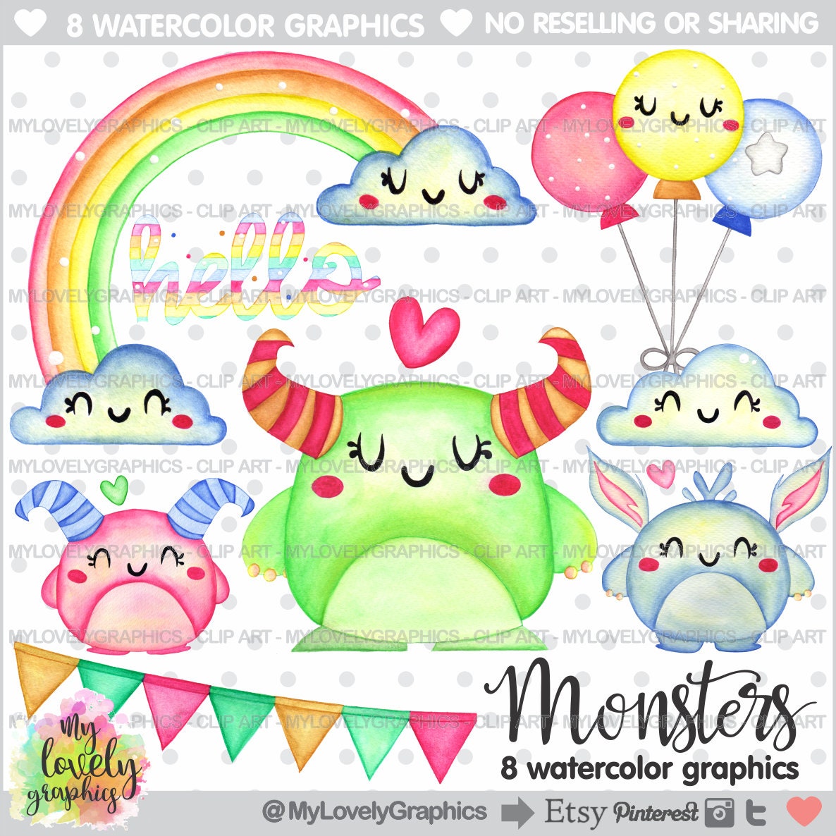 Monster Clipart Creature Clipart Monster Party COMMERCIAL | Etsy