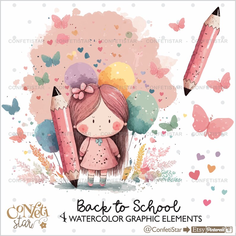 Schoolgirl Clipart Back to School Clip Art Student Clipart - Etsy