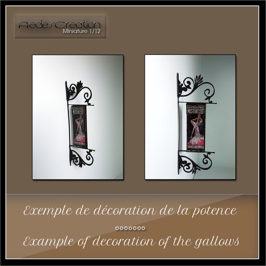 Wrought Iron Style Gallows Sign "mistinguette" - Miniature Dollhouse 1 ...