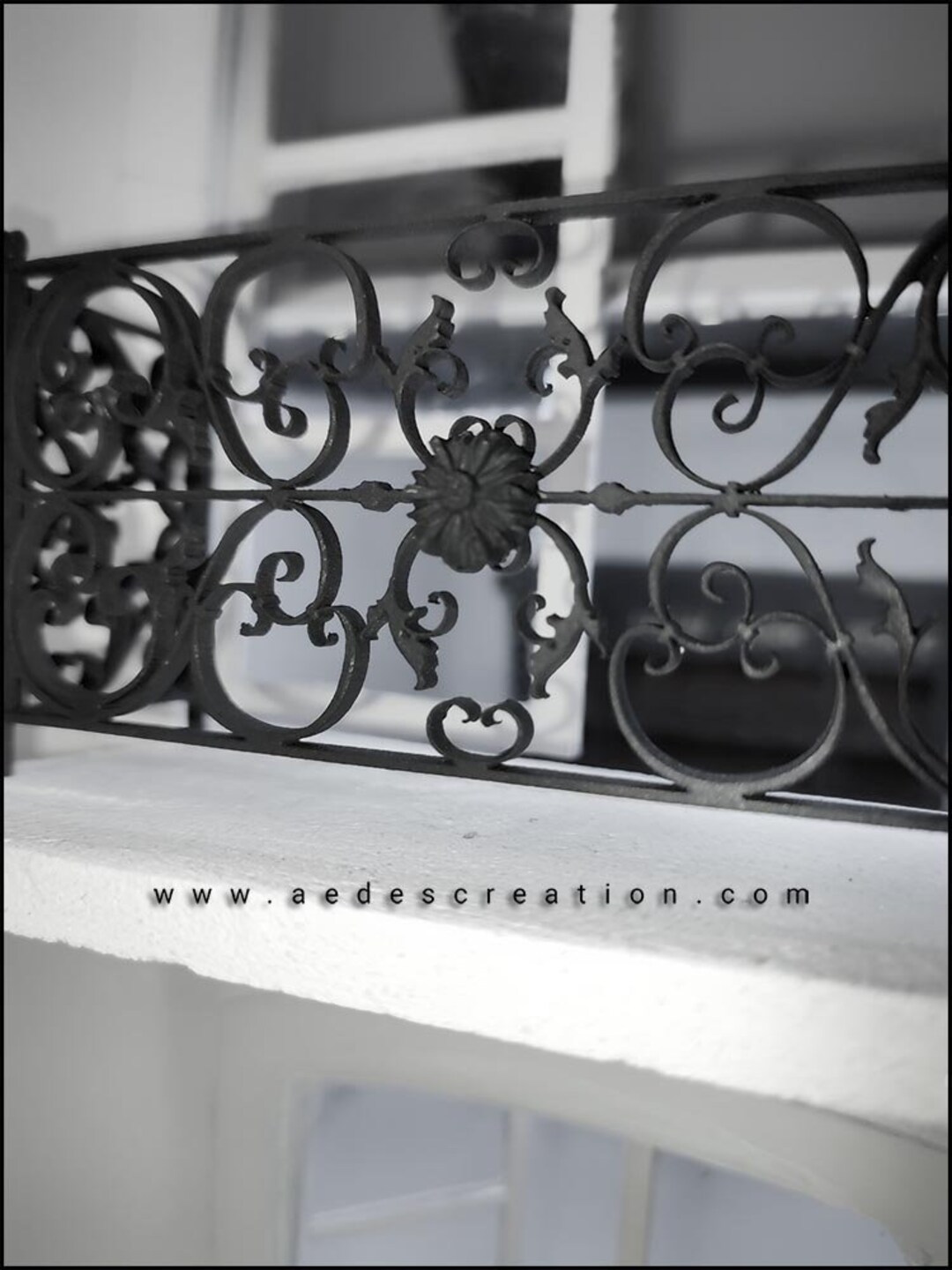 Wrought Iron-style Ironwork Grid Balcony and Railing alpha Dollhouse ...