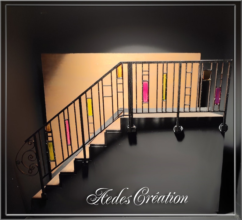 Stair Railing With "art Deco" - Dollhouse Miniature Collection 1:12 - Etsy