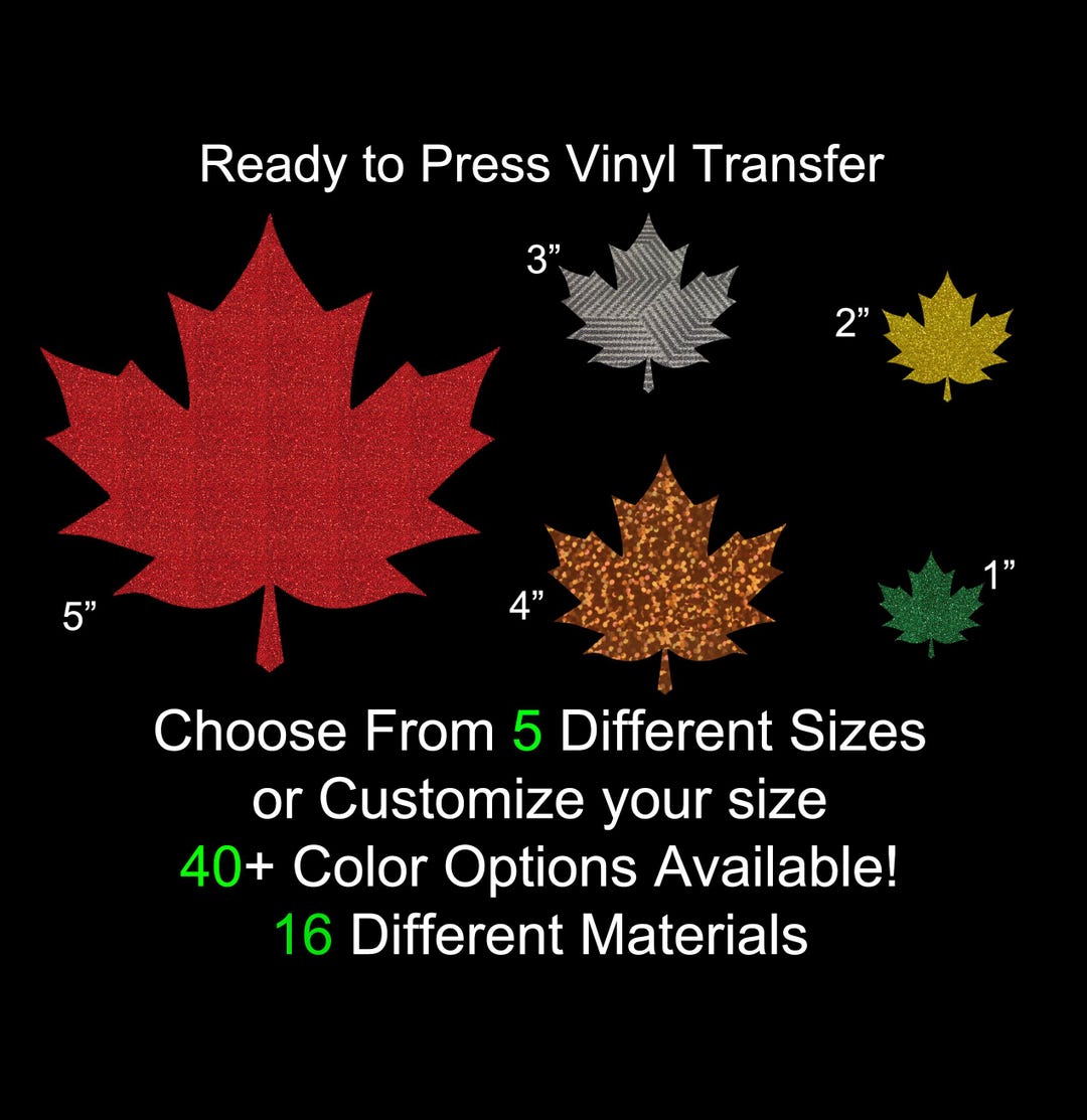 Maple Leaf Iron on Heat Transfer Glitter Holographic Flock Silicone ...