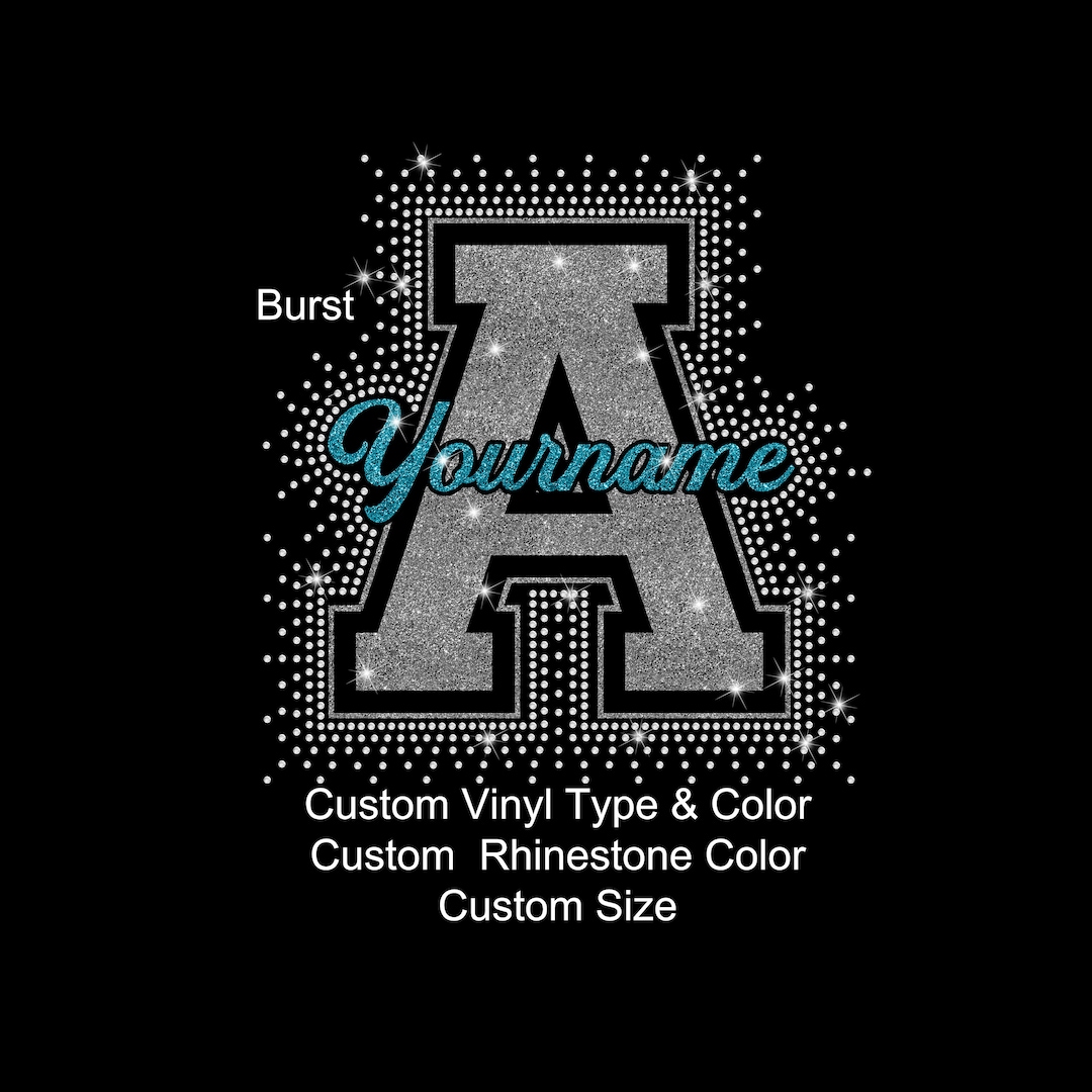 Your Name Custom Personalized Rhinestone Hotfix Glitter Foil Transfer ...