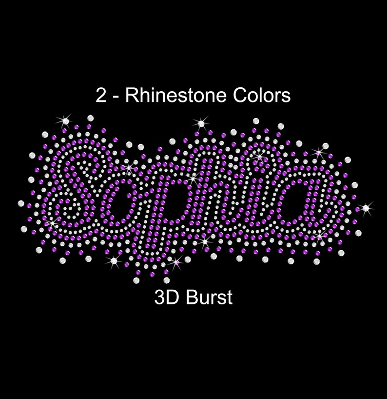 Personalized Custom Rhinestone Name Transfer Cursive Script Font Hotfix ...