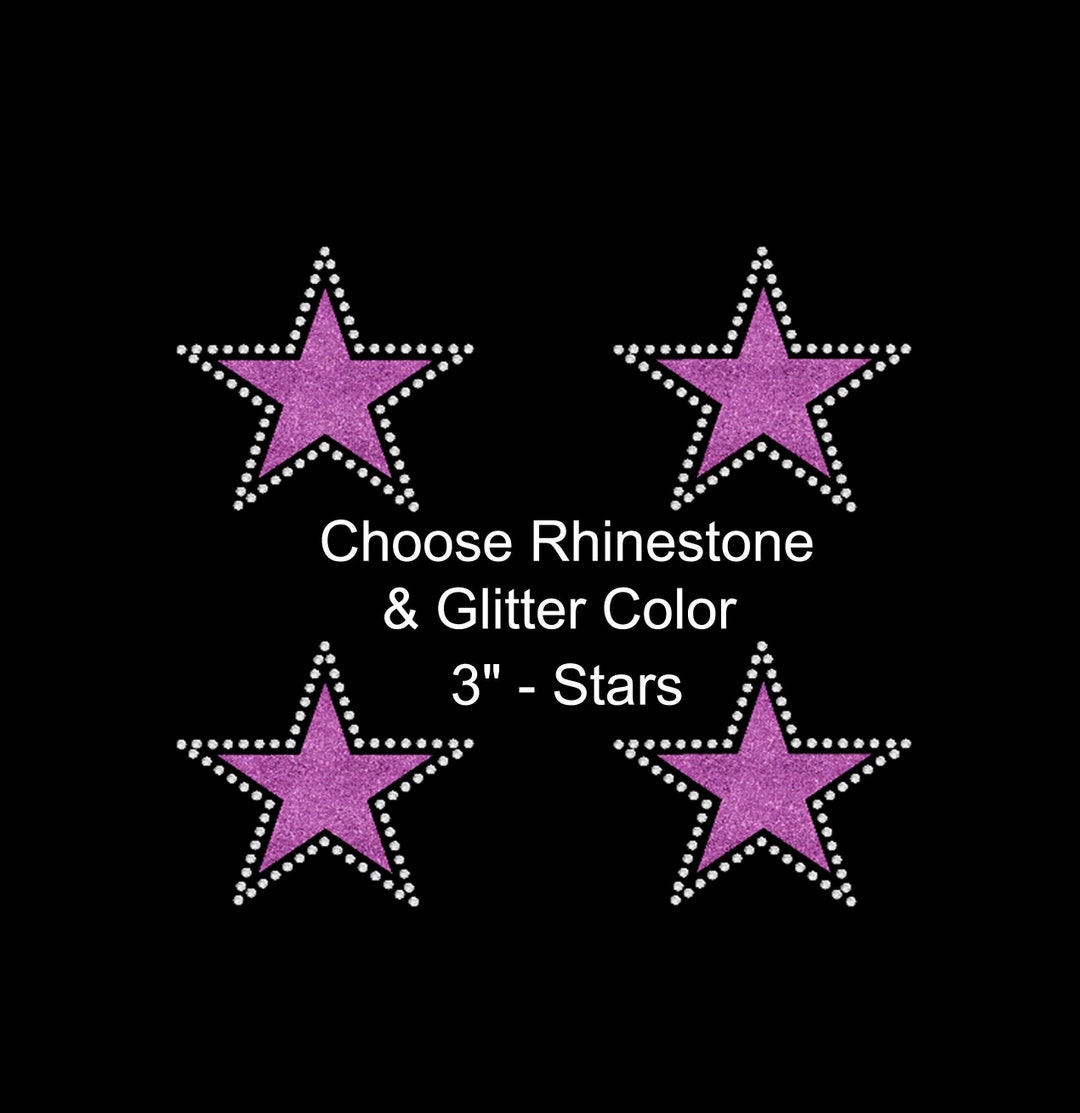 Stars 3" Set of 4 Custom Choose Color Rhinestone Bling Crystals DMC ...