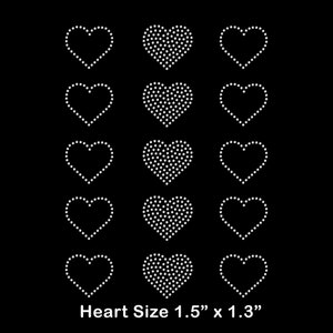 Set of 15 Small Hearts Rhinestone Transfer Hotfix DIY Bling Iron on ...