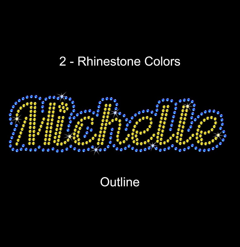 Personalized Custom Rhinestone Name Transfer Cursive Script Font Hotfix ...