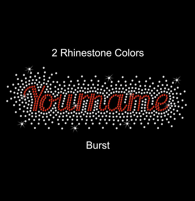 Personalized Custom Rhinestone Name Transfer Cursive Script Font Hotfix ...