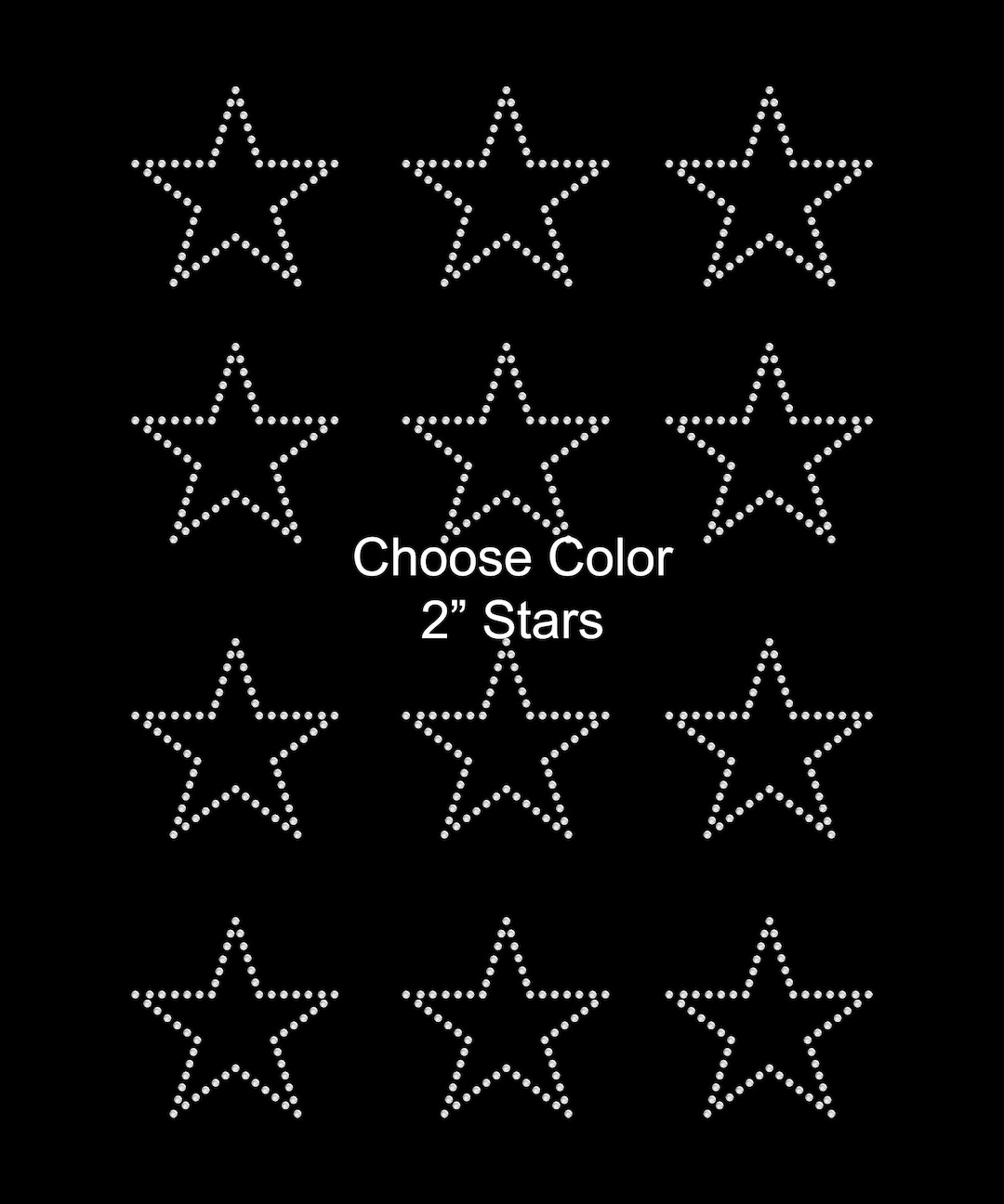 Set of 12 Stars Outline 2" Inches Rhinestone Transfer Hotfix DIY Bling ...