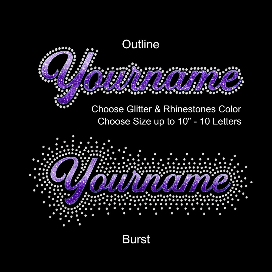 Your Name Custom Personalized Rhinestone Hotfix Glitter Foil Transfer ...
