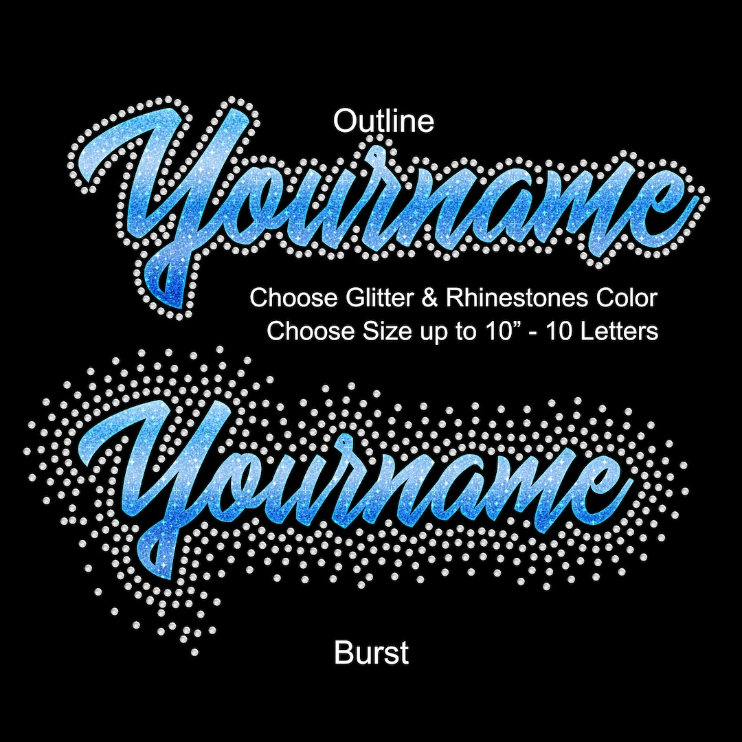 Your Name Custom Personalized Rhinestone Hotfix Glitter Foil Transfer ...