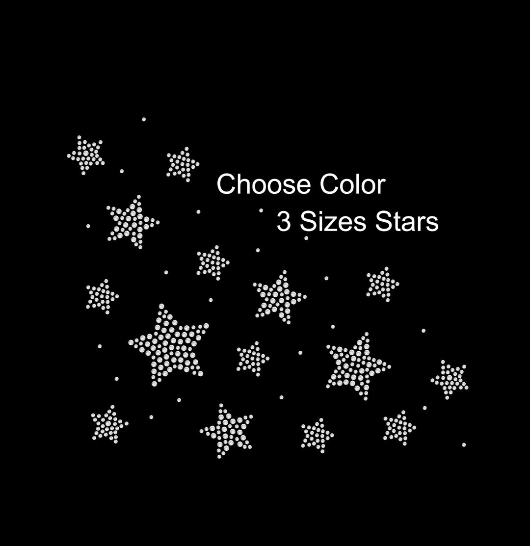 Sheet of 15 Filled Stars Estrella Rhinestone Transfer Hotfix DIY Bling ...