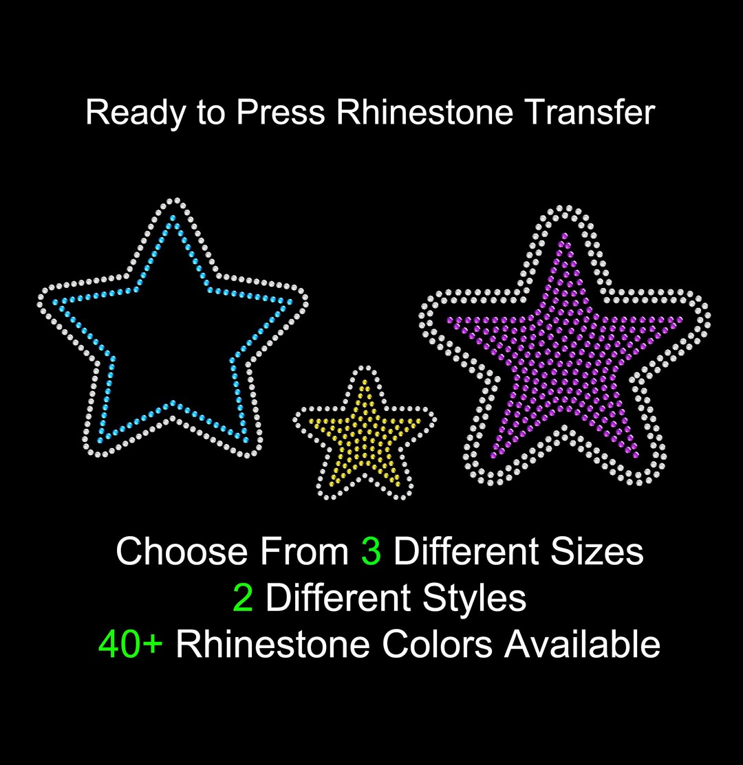 Set of Rounded Star Shape Estrella Rhinestone Transfer Sheet Hotfix DIY ...