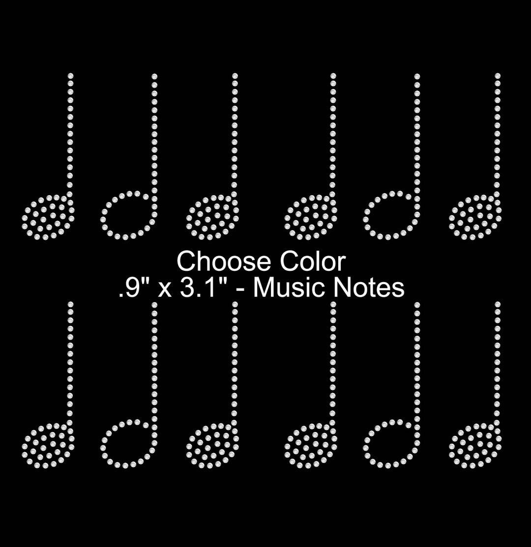 Set of 12 Music Notes Symbol Outline and Filled Rhinestone Transfer ...