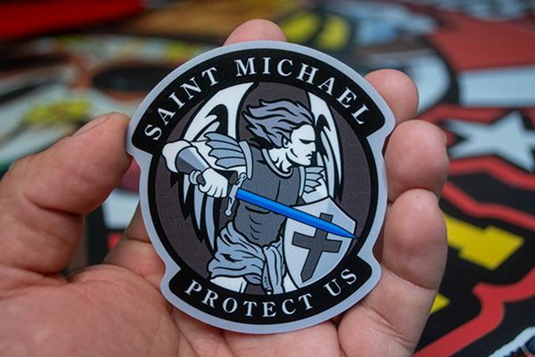 Saint Michael Thin Blue Line Sticker - Etsy