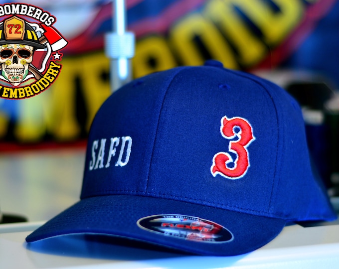 Flexfit 5001 Double Offset Firefighter 3D Puff Embroidery Fire Station ...