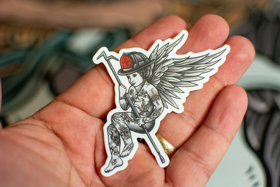 Angel Firefighter Sticker - Etsy
