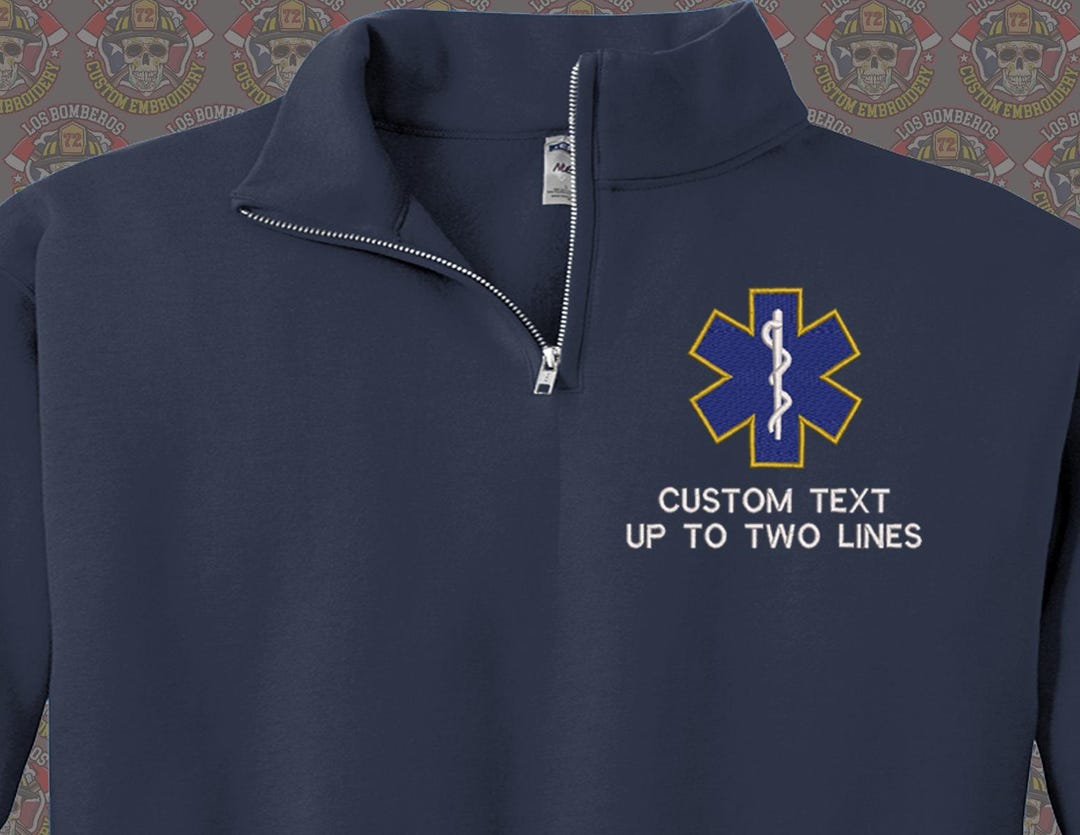 Star of Life Sweater - Pull Over 1/4 Zip - Custom EMS Sweater - Emt/911 ...