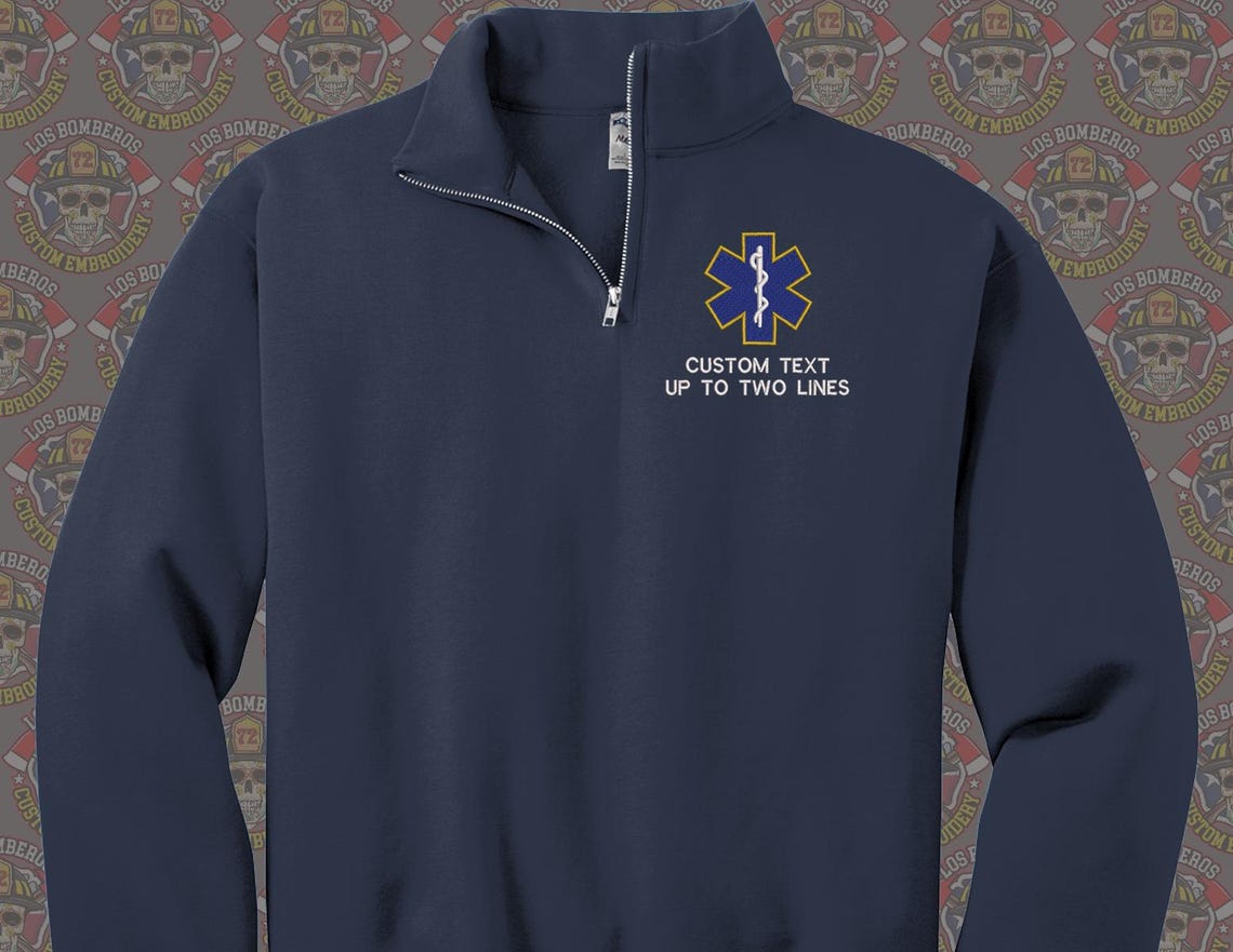 Star of Life Sweater - Pull Over 1/4 Zip - Custom EMS Sweater - Emt/911 ...
