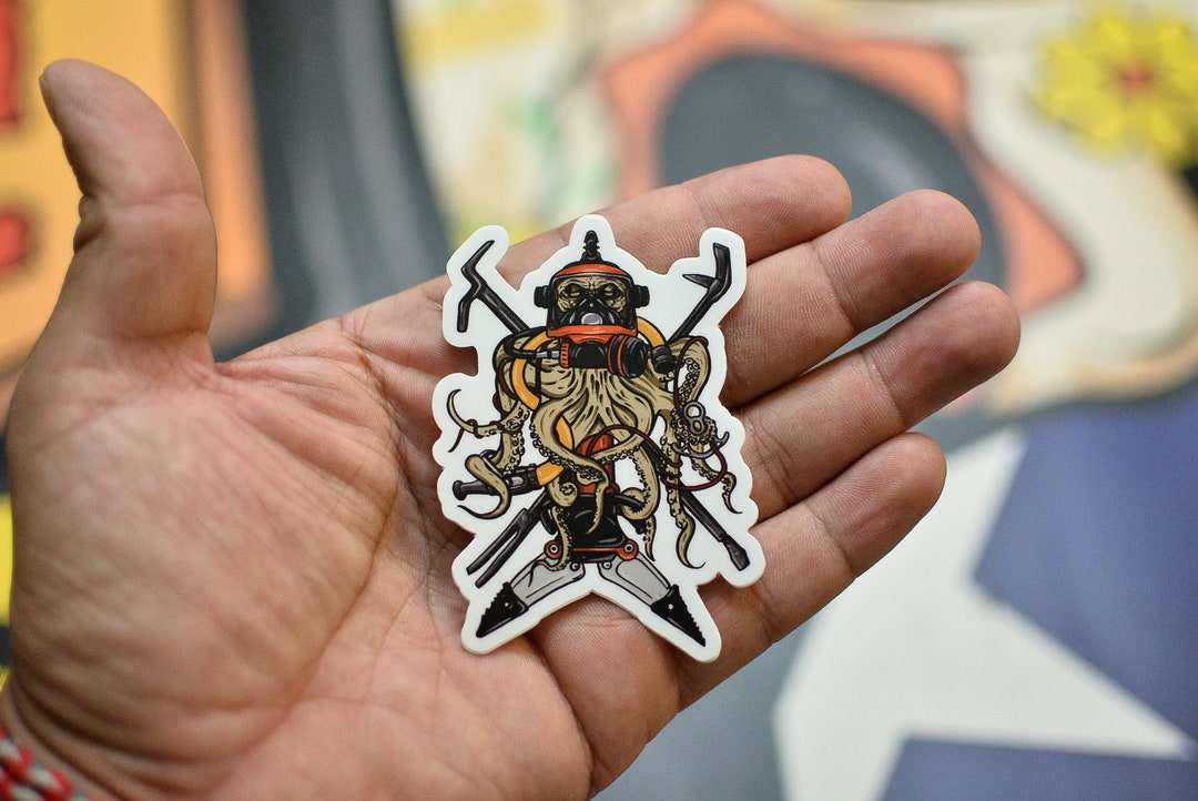Octopus Firefighter Sticker - Etsy