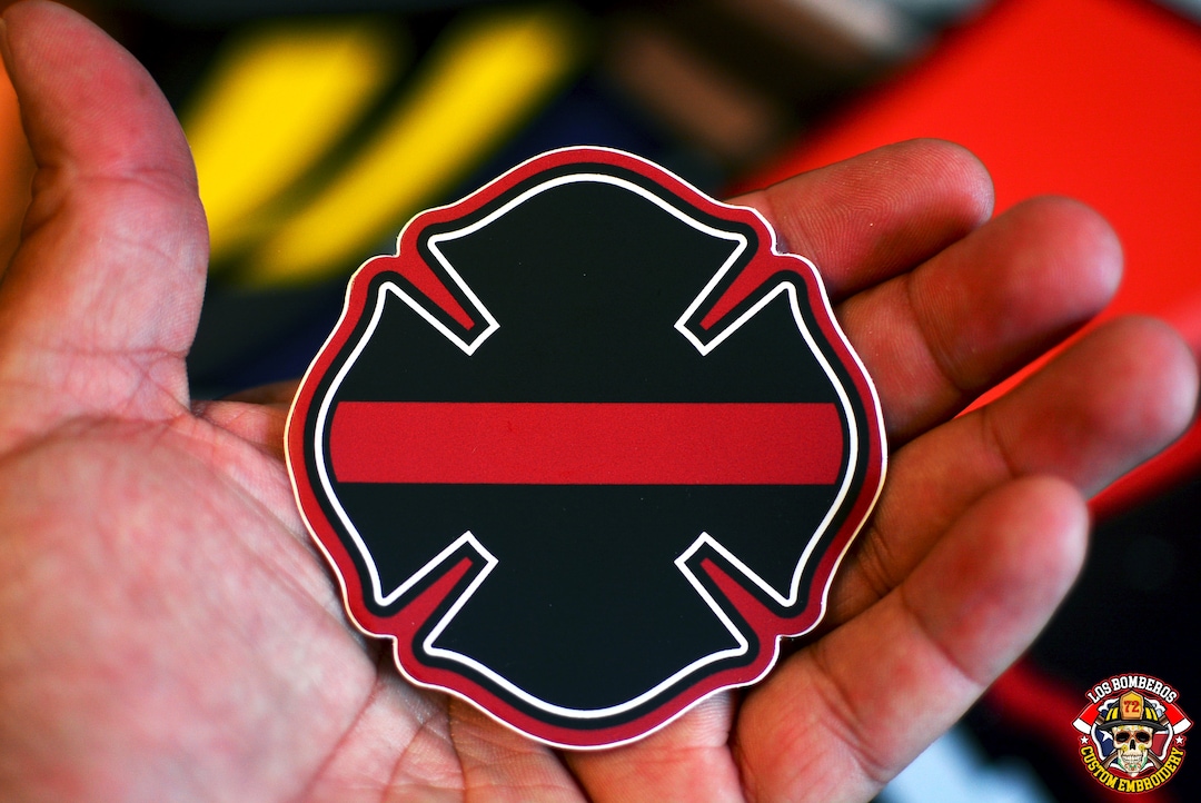 Red Thin Line Maltese Cross Sticker - Etsy