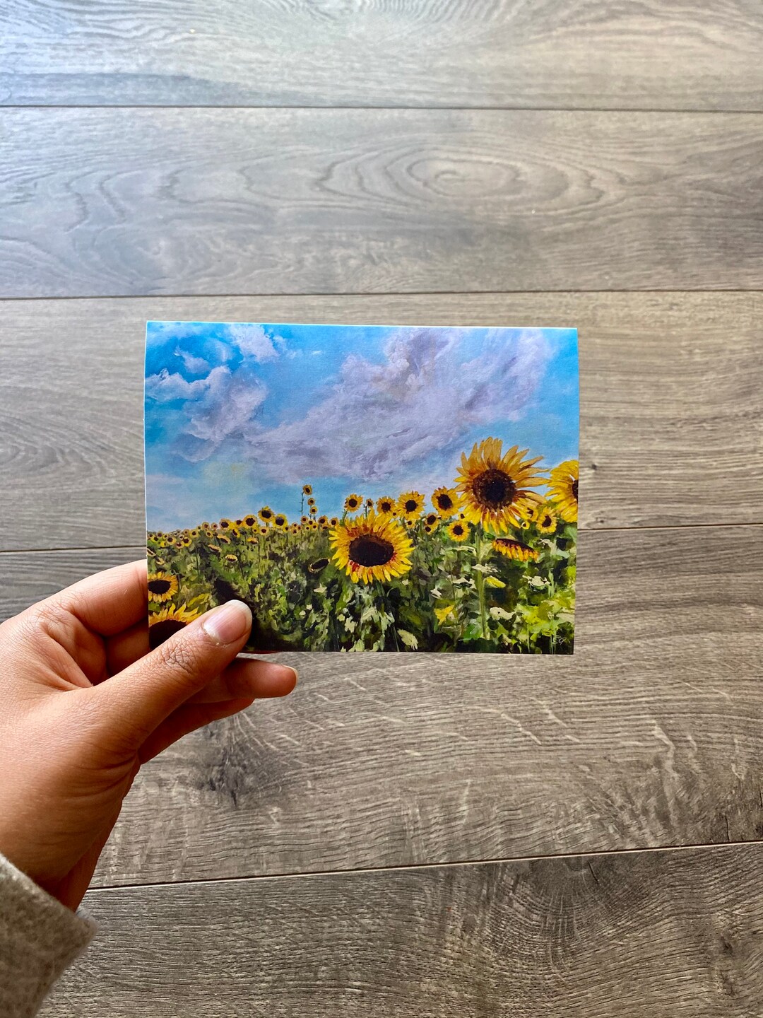 Sunflower Field Greeting Card - Blank Note Card With Envelope - Etsy
