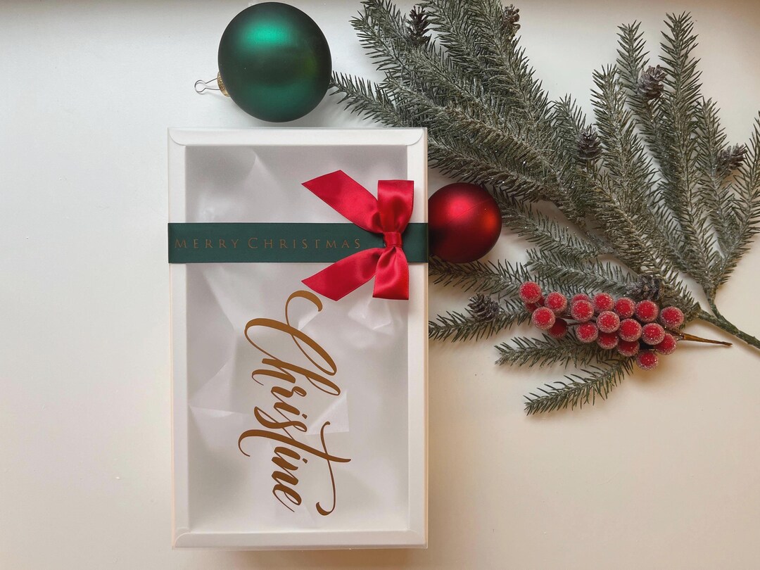 Personalized Christmas Gift Box, Traditional Holiday Candy Box - Etsy