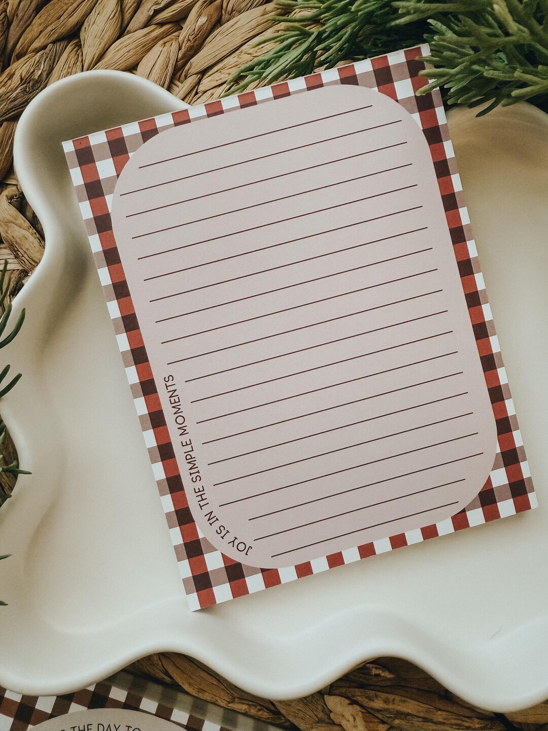 Burgundy Check Notepad | Joyful List Maker - Etsy