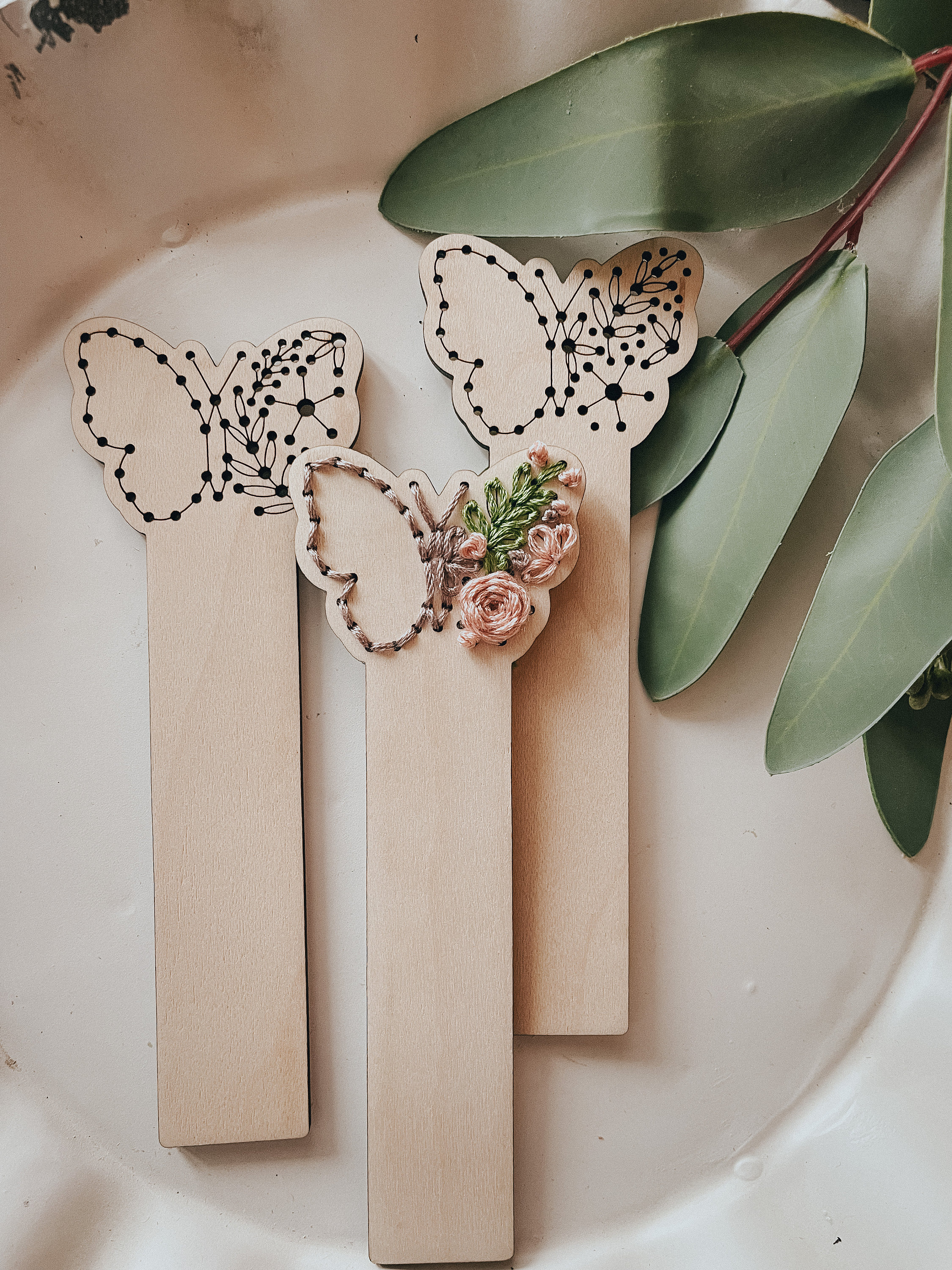 Bird & Butterfly Bookmark Embroidery Kit: Wood Craft DIY - Etsy