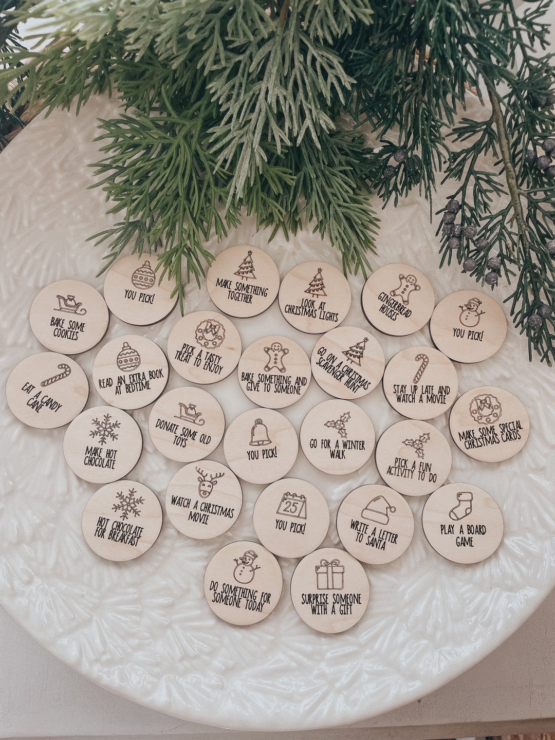 Engraved Wood Christmas Advent Tokens: Acts of Kindness Calendar - Etsy