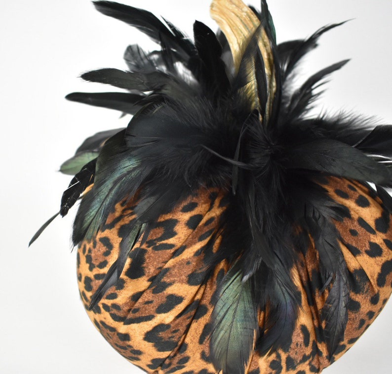 Leopard Pumpkin Accented With Rooster Hackle Feathers - Etsy