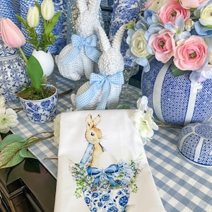 Peter Rabbit With Chinoiserie Pot Kitchen Towel, Easter Decor - Etsy