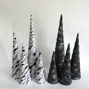 Handmade Fabric Halloween Cone Tree: Elegant Holiday Decor, (sold ...