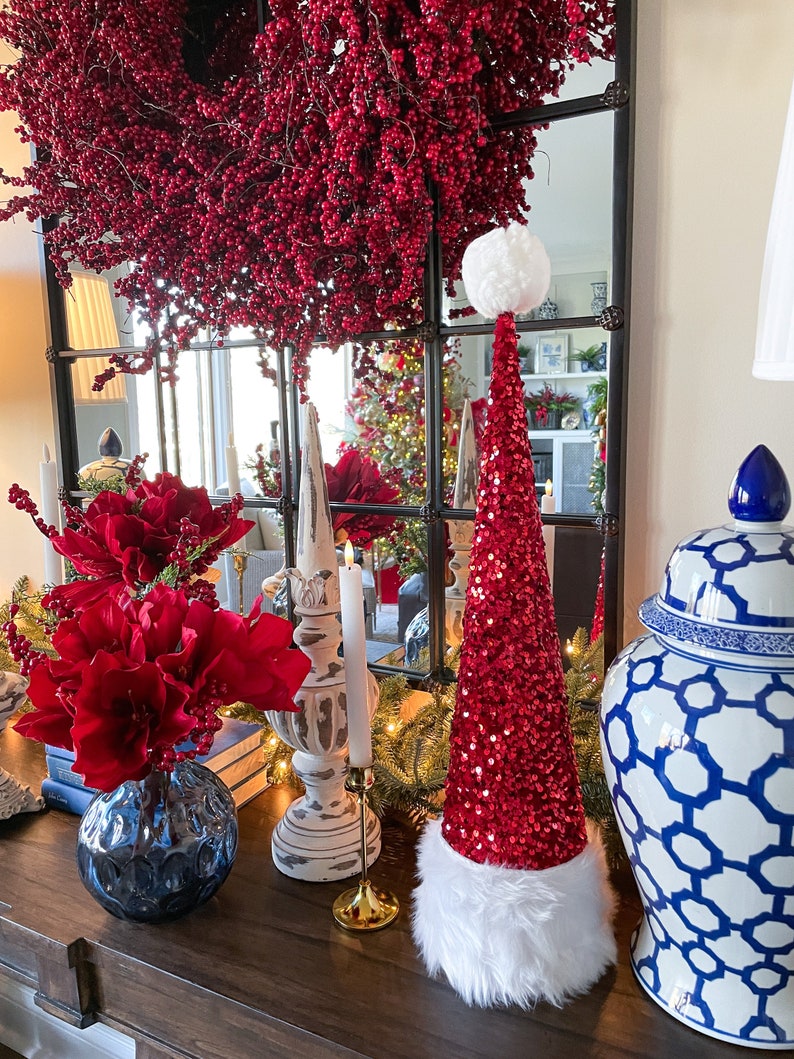 Handmade Santa Hat Cone Tree: Christmas Table Decor (sold Individually ...